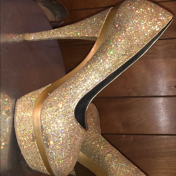 Promise | Shoes | Gold Platform Sequence Heels | Poshmark